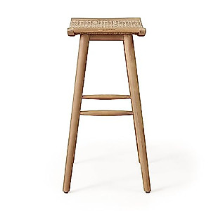 Christopher Knight Home Magwen Outdoor Acacia Wood Barstool with Wicker (Set of 2), Light Brown and Light Multi-Brown