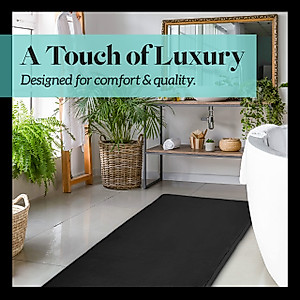 Genteele Bath Mats for Bathroom Non Slip - Black 17" x 24" Memory Foam Bathroom Rugs - Quick Dry Bath Mat