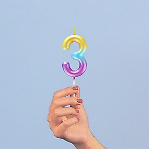 Rainbow Number 6 Candle Happy Birthday 3D Number Candles for Birthday Cake Party Decoration Wedding Anniversary Celebration Supplies