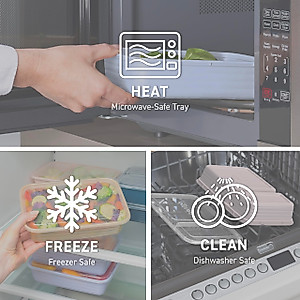 Bentgo® Prep 60-Piece Meal Prep Kit - 1, 2, & 3-Compartment Containers with Custom Fit Lids - Microwaveable, Durable, Reusable, BPA-Free, Freezer & Dishwasher Safe Storage Containers (Floral Pastels)