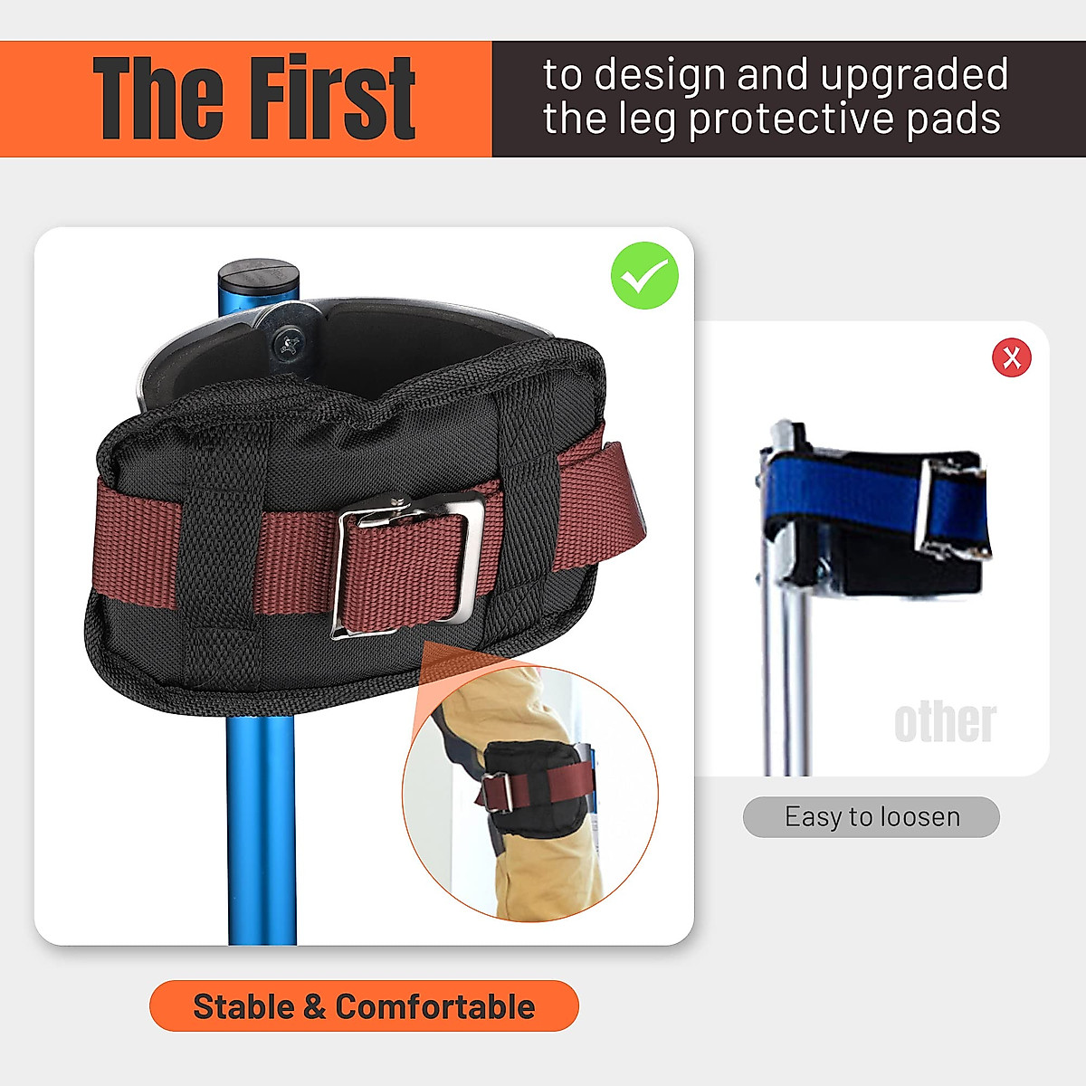 WeChef 50-64 inch Pro inch Drywall Stilts Height Adjustable Lifts Aluminum Tool Non slip for Cleaning Painting Pruning Branches Blue