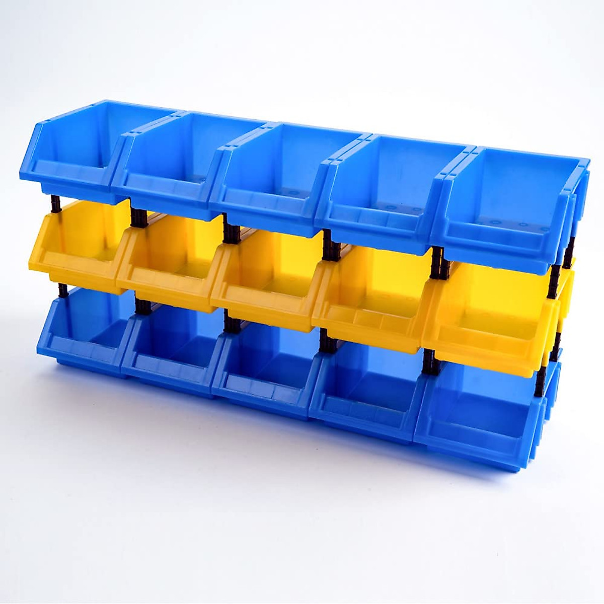Stackable Storage Box Stackable Storage Bins Stacking Bin Storage Containers Rack Organizer Bin Tool Boxes Garage Bin Stackable Bins for Tool Hardware (Blue)