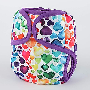 Sigzagor Baby Diaper Cover Nappy One Size 10lbs to 36lbs for Girls (Rainbow Hearts)