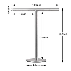 T-Shape Hand Towel Holder - Standing Hand Towel Rack for Bathroom or Kitchen Countertops, with SUS304 Stainless Steel Brushed Finish, Minimalist Style
