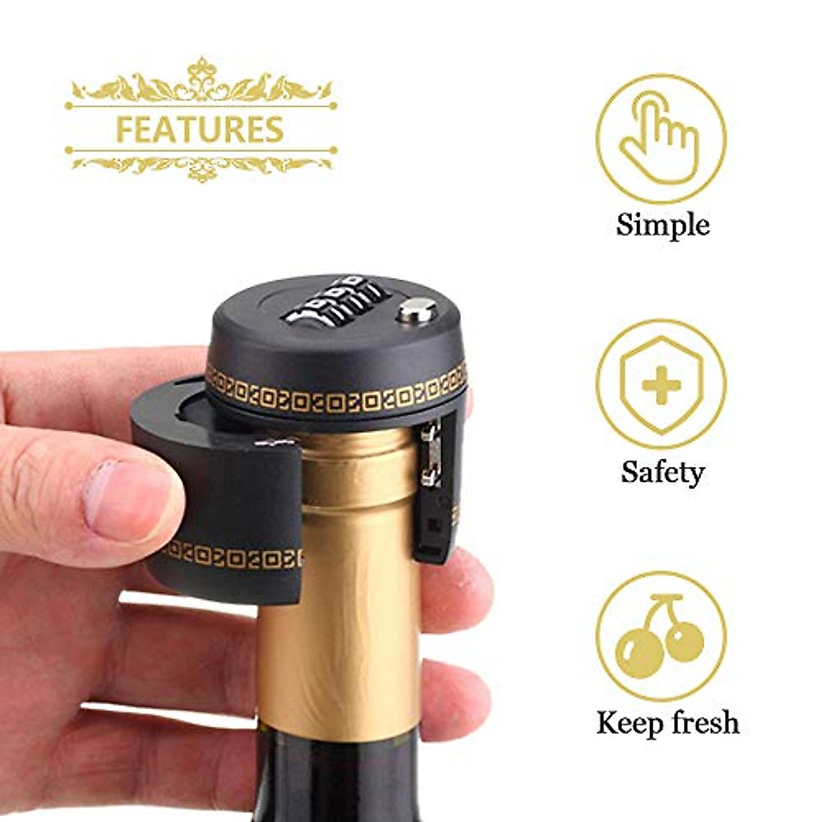 Lockwish Bottle Password Code Lock Wine, Bottle Password Lock Top ...