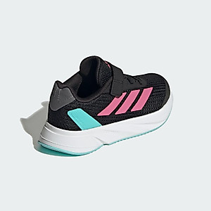adidas Duramo SL Elastic Lace Sneaker, Core Black/Pink Fusion/White, 2 US Unisex Little Kid