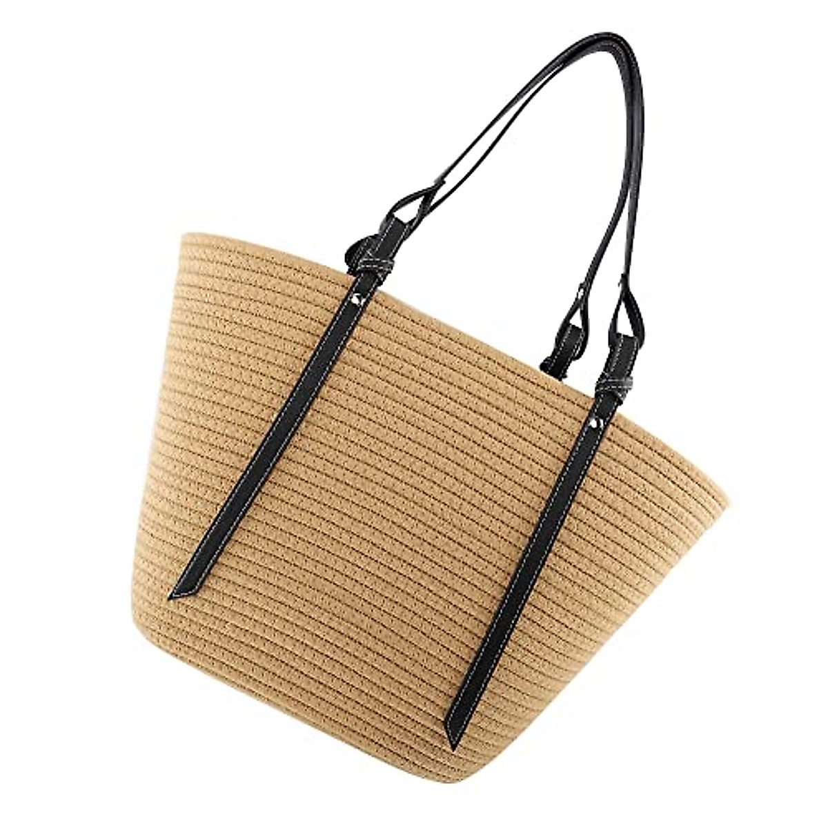 Ayliss Women Large Beach Tote Shoulder Handbag Summer Beach Cotton Crochet Handwoven Weaving Shoulder Purse Bag (Khaki)