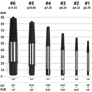 6Pcs Damaged Screw Extractor Set Chrome Vanadium Steel Damaged Bolt Screw Extractor Remover Broken Bolt Stripped Screw Extractor Kit