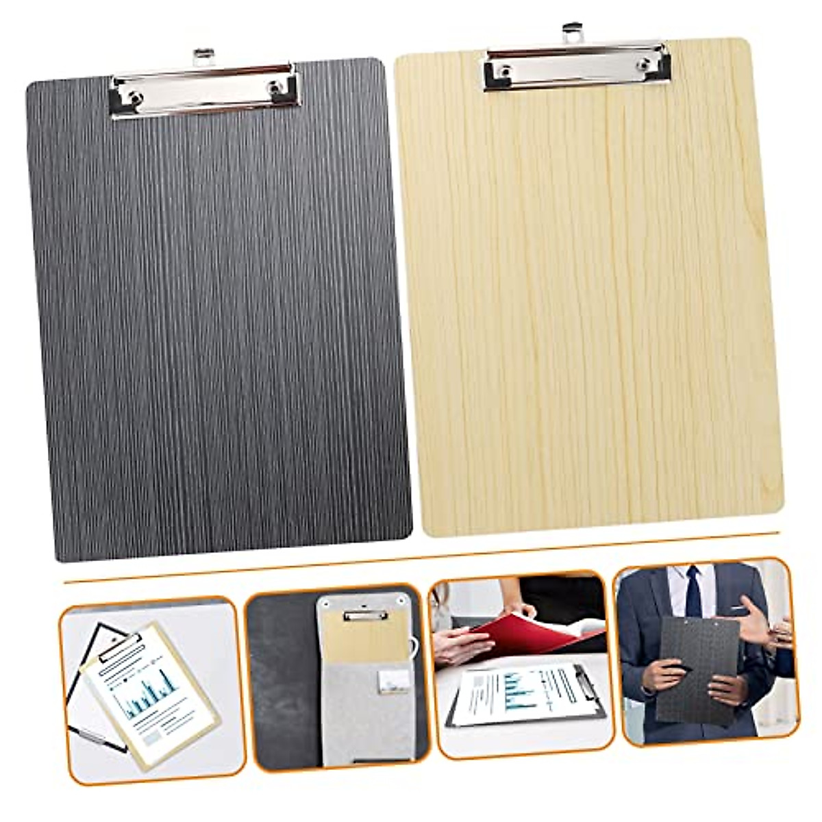 4 pcs Folder Board Paper Folder Plastic folders Office File folders Classroom clipboards Wood Clip hardboard Wooden clipboard Exam Paper Clips Writing Base Plate Clip Board Nurse
