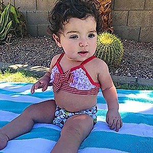 wegreeco Baby & Toddler Snap One Size Adjustable Reusable Baby Swim Diaper (Diving, Ocean, Turtle, Large, 3 Pack)