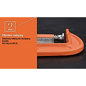 Edward Tools Heavy Duty Steel 8" C Clamp - Iron Alloy - Versatile Clamp for Brake, parts assembly, fastening, welding, woodwork, metal work, auto - T rotary handle - Thicker Screw