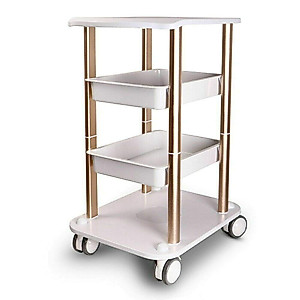 TBVECHI Rolling Utility Cart, Gold Color, Scratch Resistant, 4 Layer Metal Storage Carts for Beauty Salon, Barbershops, Spa, 40 kg Load Capacity