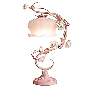 Useful Romantic Rose Table Lamp for Kids Creative Sweet Bedtime Nightstand Eye-caring Desk Lamps for Children Bedroom Reading Gift Girls Desk lamp (Color : Pink)