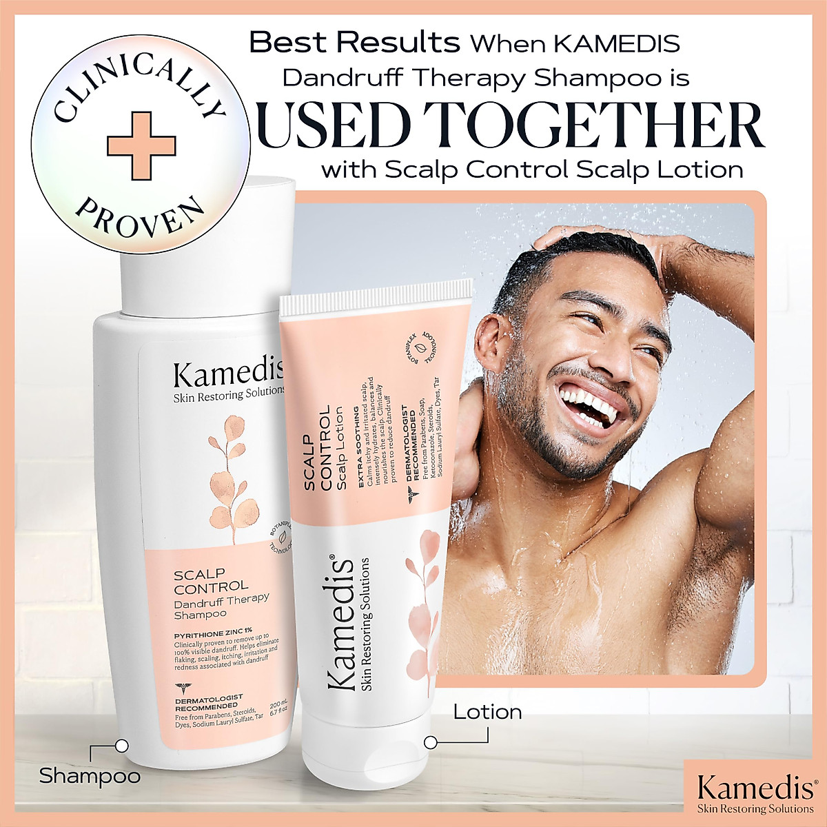 KAMEDIS Anti-Dandruff Therapy Shampoo. For Dry, Itchy, Flaky, Sensitive Scalp and Seborrheic Dermatitis. Contains 1% Zinc Pyrithione and Salicylic Acid. Hair & Head Treatment. 13.4 Fl Oz. (2pk)