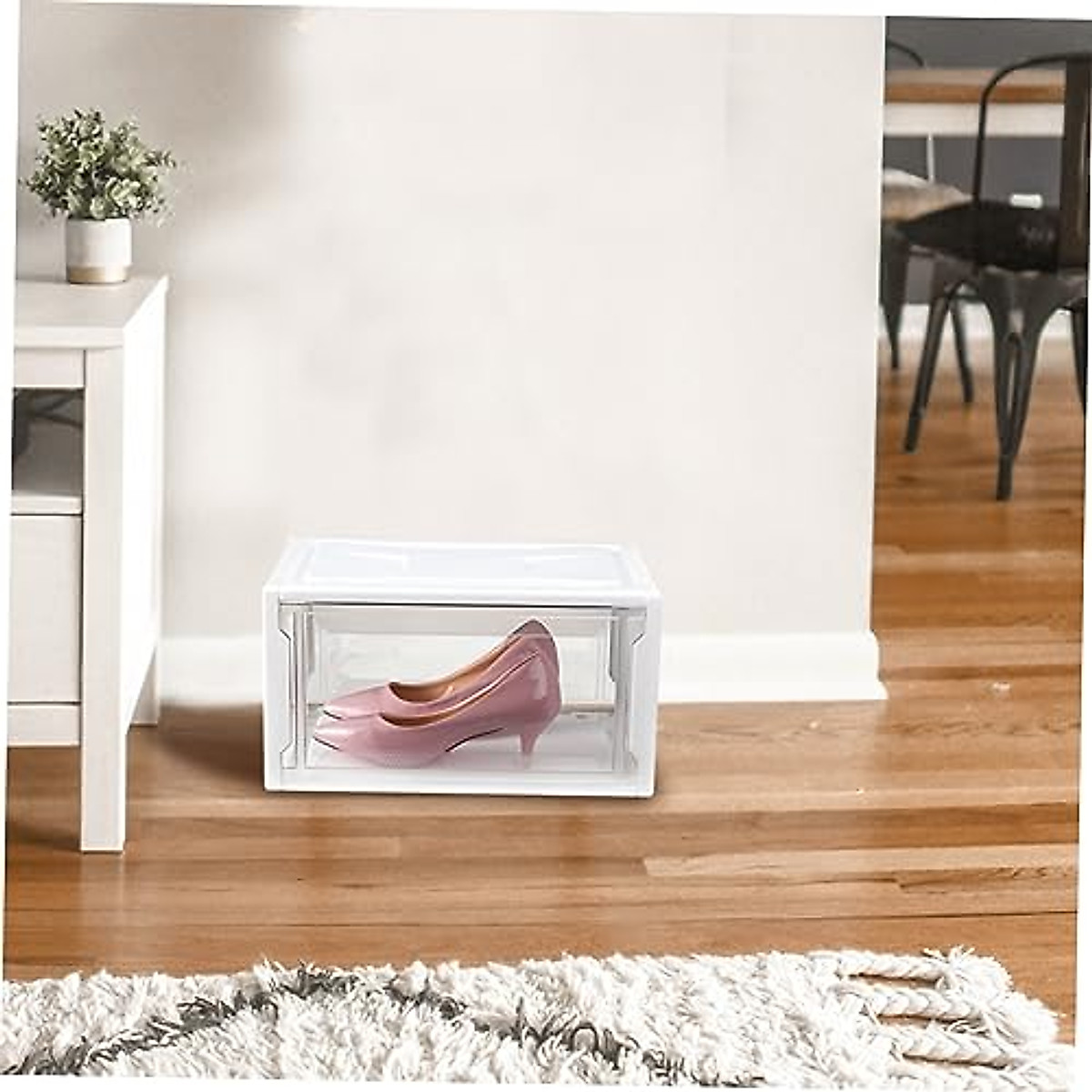 GARVALON 1PC Box shoe storage box shoe box shoe organizers shoe container closets plastic to go containers clear container Dampproof Shoes Storage Case storage bag sneakers pp plastic white