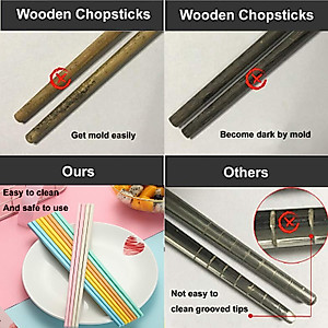 Dtdepth Fiberglass Chopsticks - 6 Pairs Pink Reusable Dishwasher Safe Chopsticks, Lightweight, Easy to Use, 9.48 Inch/24.1cm - Gift Set