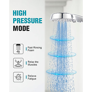 Shower Head-12 Functions High Pressure Handheld Showerhead with 96" Extra Long Hose for Pets Dog Bath, SR RUN RISE Detachable Water Saver Hand Shower Wand with Switch Button (Polished Chrome)