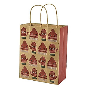 Sattiyrch Christmas Gift Bags 28 Count,Medium Size Kraft Paper Gift Bags with Handles,Brown Shopping Bags, Party Bags