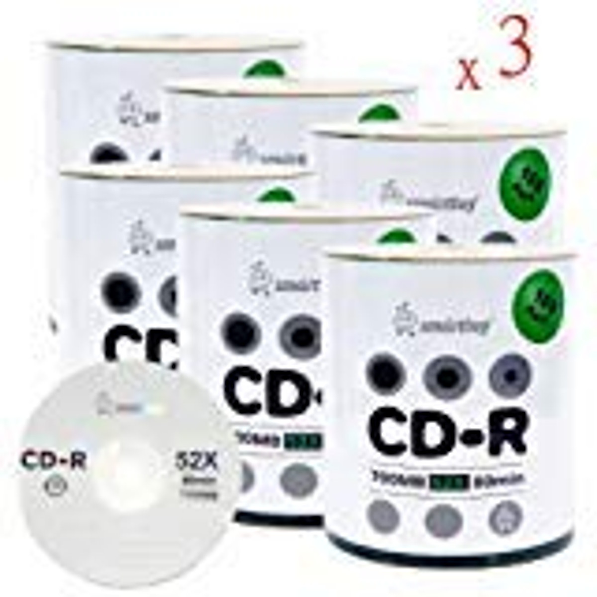 Smartbuy 1800-disc 700mb/80min 52x CD-R Logo Top Blank Data Recordable Media Disc