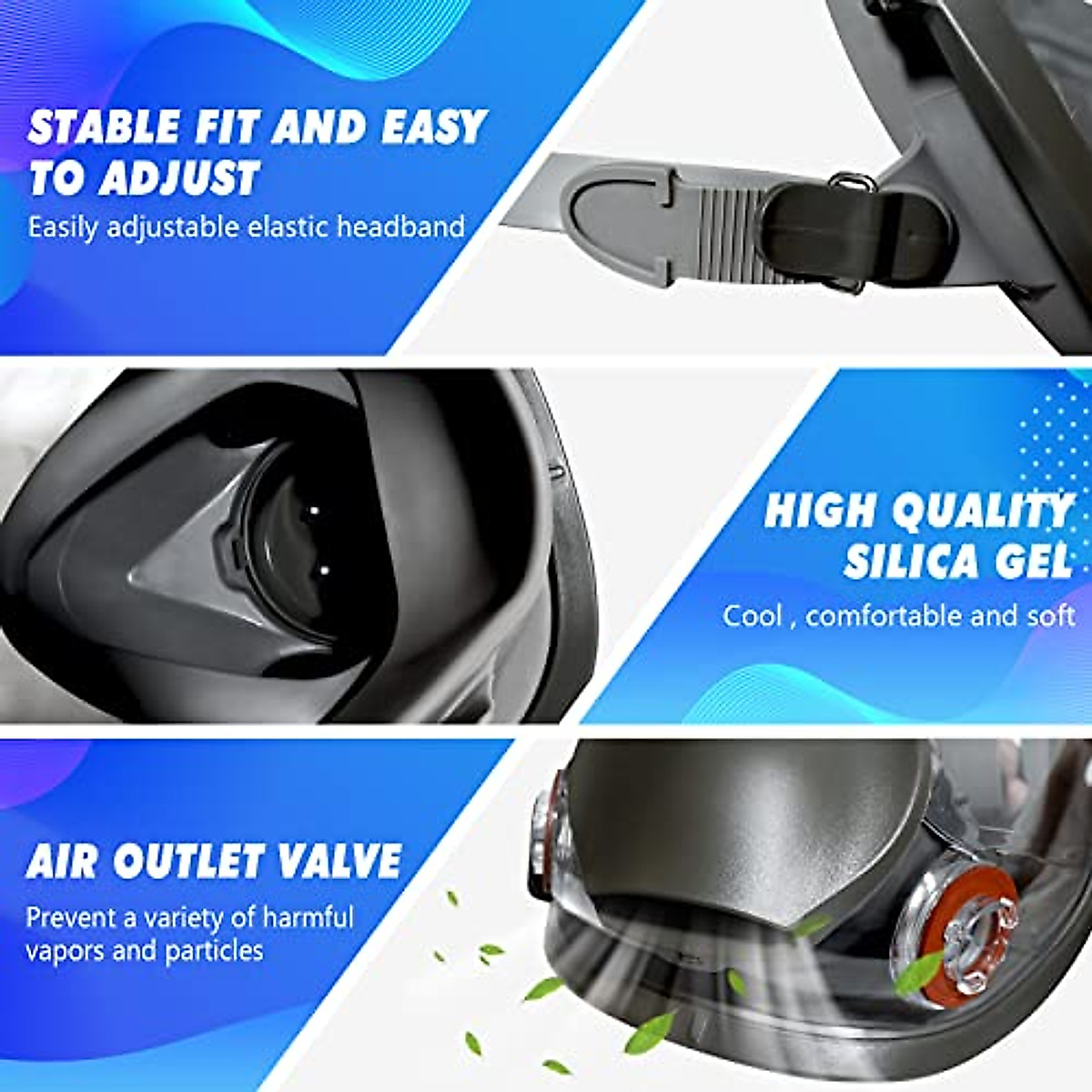 GZYZAMZ 6800 Full Face Gas Mask - Anti-fog, Dust-proof Respirator Nuclear with 2097 & 6001CN Filters Protection for Painting, Mechanical Polishing, Welding and Other Work Protection