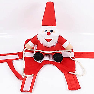 Santa Dog Costume Christmas, Puppy Clothes Santa Claus Riding Pet Outfit Winter Warm Vest Costumes, Pet Cosplay Costumes Party Dressing up Outfit for Small Medium Large Dogs and Cats (Medium)