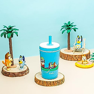 Zak Designs Bluey Kelso Toddler Cups For Travel or At Home, 12oz Vacuum Insulated Stainless Steel Sippy Cup With Leak-Proof Design is Perfect For Kids (Bluey, Bingo, Grandad Mort)