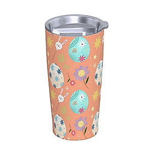 ayvcxui Happy Easter Day Colorful Eggs Stainless Steel Insulated Tumbler 20 Oz Water Bottle Coffee Mug Coffee Mug With Lid Straw Gifts