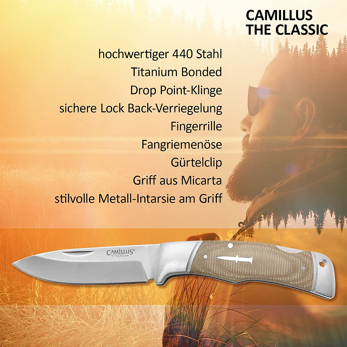Camillus THE CLASSIC LOCK BACK / 7.25" OVERALL / 3.25" DROP POINT BLADE / 440SS