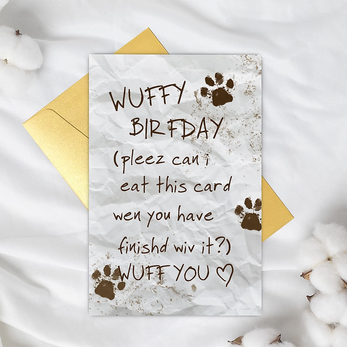 Supoeguk Funny Birthday Card from Dog, Wuff You Pun Birthday Card, Visually Wrinkled Paper Birthday Card, Cute Birthday Card for Dog Mom Dog Dad, Dog Owner Gift