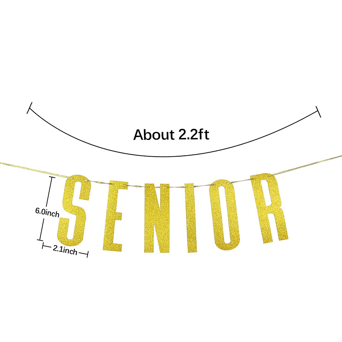 INNORU Gold Glitter Senior Banner for Congrats Grad Banner - High School College Graduation Party Bunting Decoration