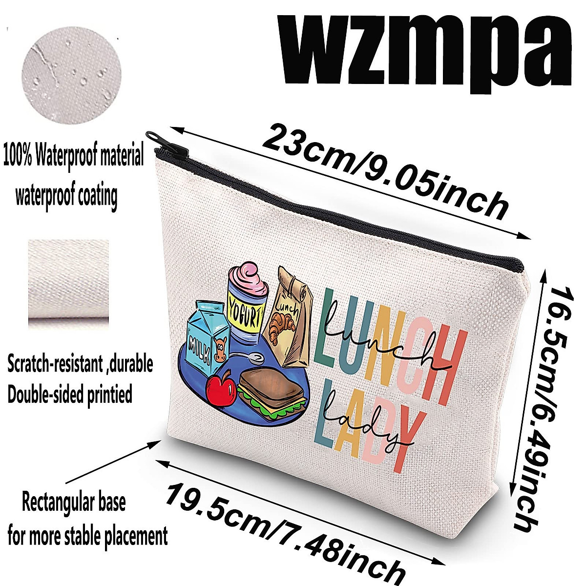 WZMPA Lunch Lady Cosmetic Makeup Bag School Lunch Lady Appreciation Gift Zipper Pouch Bag For Cafeteria Worker School Lunch Server Gift (Lunch Lady)