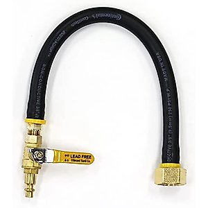 Winterize Sprinkler Systems and Outdoor Faucets: Air Compressor Quick-Connect Plug To Female Garden Hose Faucet Blow Out Adapter with Shut Off Valve (Lead-Free Brass), 17" Long