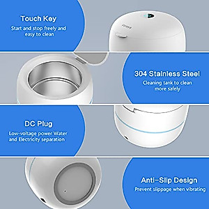 Voraiya®Retainer Cleaner, Ultrasonic Cleaner for Dentures, Aligner, Whitening Trays, Night Dental Mouth Guard,Ultrasonic Jewelry Cleaner Machine,5 minutes/10 Minutes Automatic Timed Shutdown(White-1)