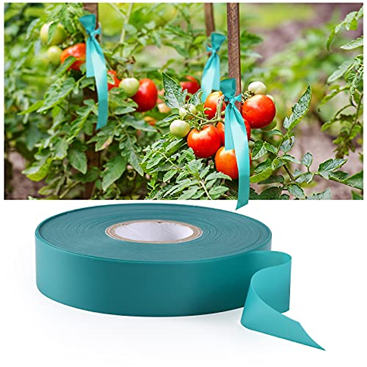 TELENT OUTDOORS Stretch Tie Tape, 1” Wide 200FT Reusable Garden Plant Ties Green Tapes for Plants, Thick Garden Vinyl Stake Ribbon for Branches Flowers Tomatoes Indoor Outdoor Greenhouse