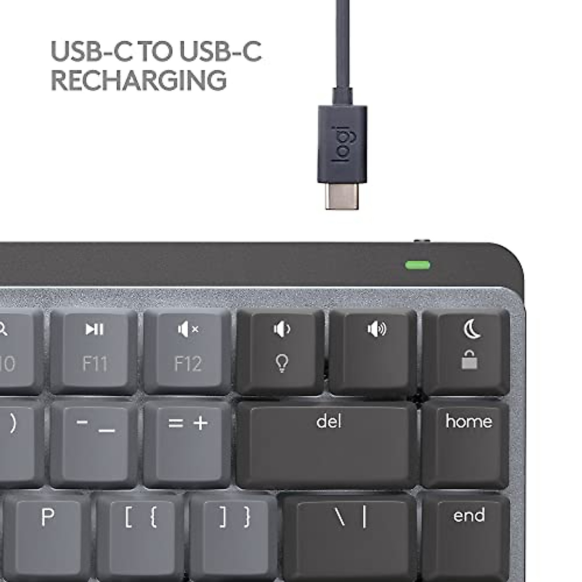 Logitech MX Mechanical Mini for Mac Wireless Illuminated Keyboard, Low-Profile Performance Switches, Tactile Quiet Keys, Backlit, Bluetooth, USB-C, Apple, iPad - Space Grey