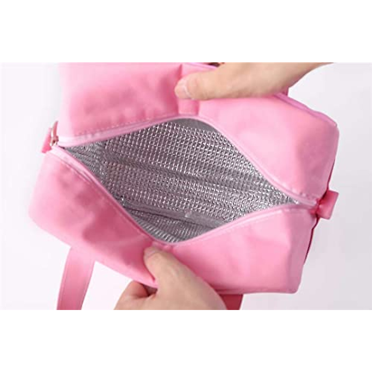 Cute Lunch Box for Women, Insulated Lunch Bag, Pink Reusable Lunch Tote Bag for Work Picnic Travel