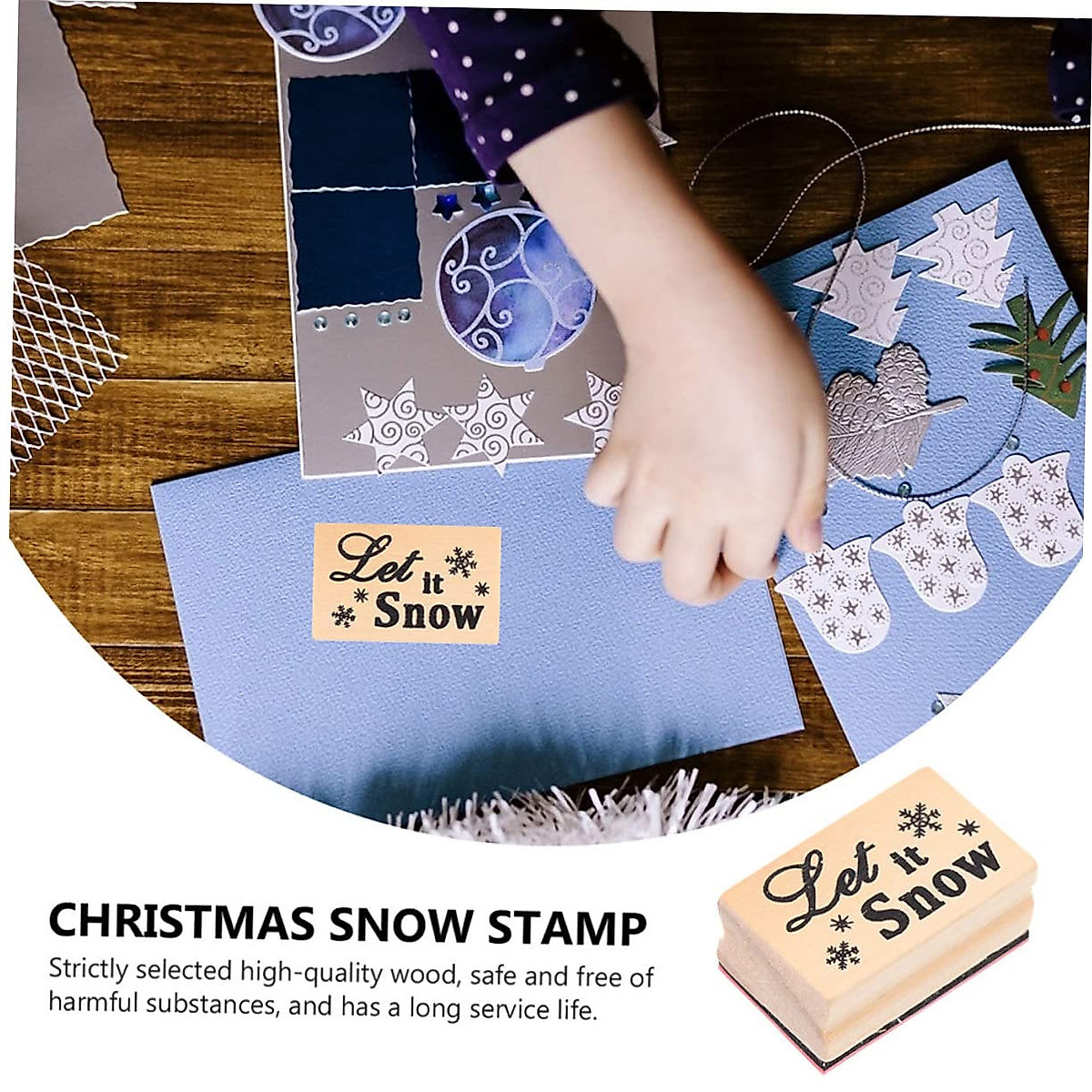 3pcs Christmas Snowflake Stamp Wooden Stamps Scrapbook Stamp Christmas Holiday Decorative Rubber Stamp Xmas Stamp Wooden Seal DIY Diary Stamp Snow Stamp self Made periodicals