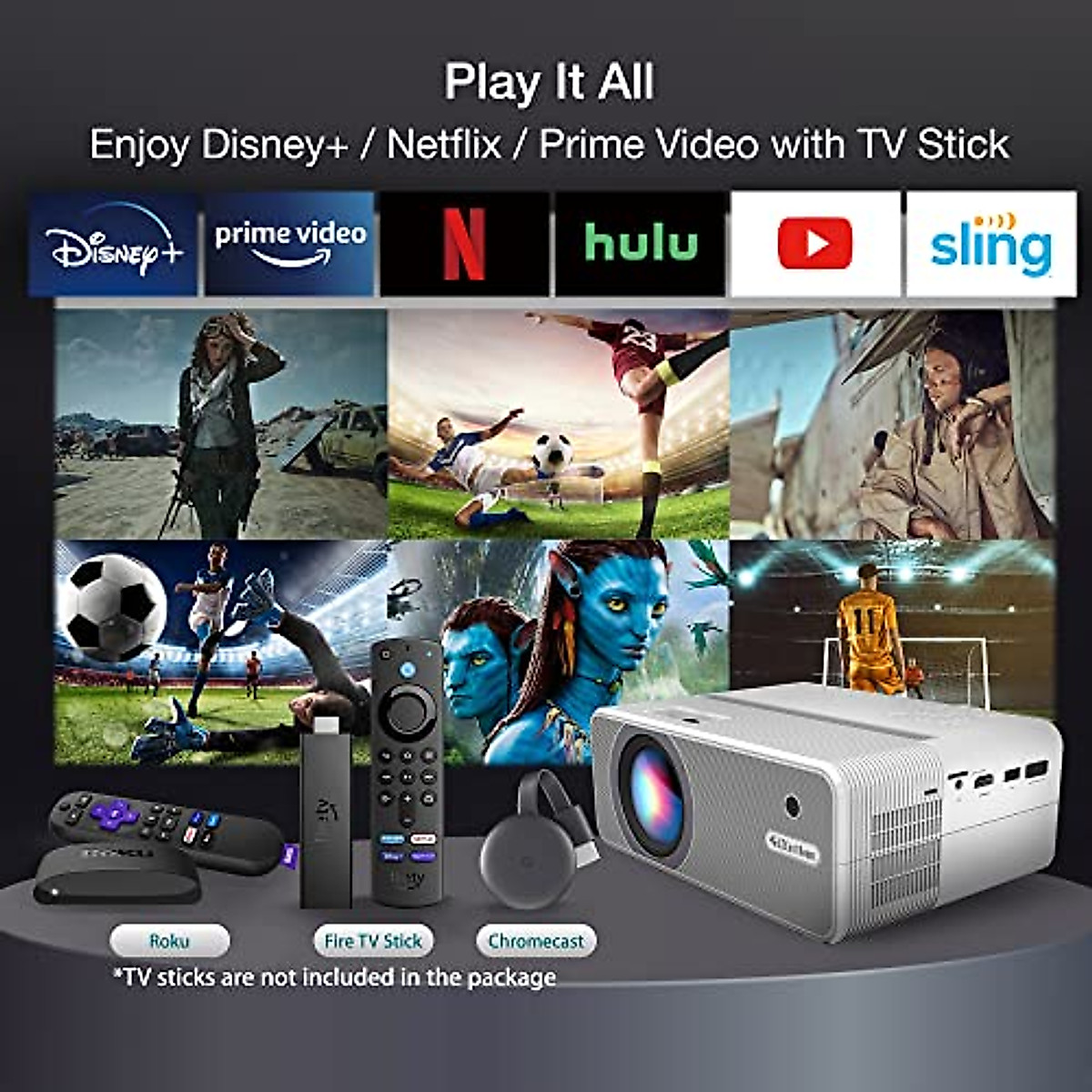 EZCast Beam H3, 2023 Upgraded Mini Projector, 10600 Lumens, Multimedia Home Theater Video Projector, Native 1080P, Compatible with HDMI, USB, Laptop, Tablet, iOS & Android Phone, Xbox, PS5, TV Stick