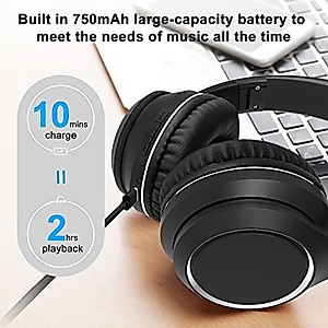 UOWGA Active Noise Cancelling Headphones, Wireless Over-Ear Bluetooth Headphones, Built-in Microphone, Fast Charge 30H Playtime Deep Bass, Memory Foam Ear Cups Foldable, for Work, Travel, Home Black