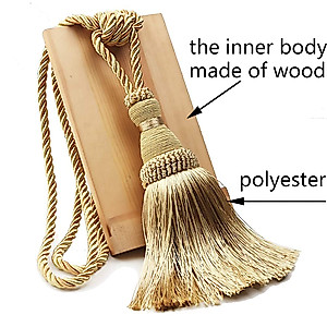 BEL AVENIR 4 Pack Curtain Tiebacks Tassel Drapery Tie-Backs Rope Handmade Holdbacks Home Office Hotel Decorative (Gold)