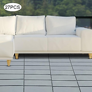 HYDIYGT Balcony Flooring – 27-Pack Interlocking Deck Tiles – 12 x 12-inch Floor Tiles – Flooring Tiles for Balcony, Patio, Porch, Indoor, Outdoor – Waterproof and Weatherproof (27 Dark Gray)