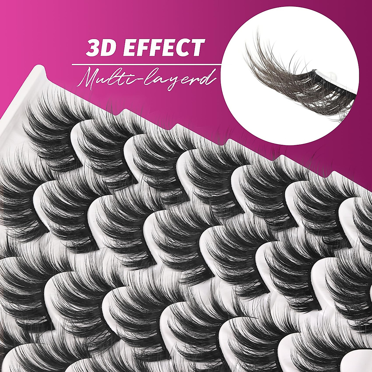 Veleasha Lashes 3D Faux Mink Lashes Fluffy False Eyelashes Natural Look 14 Pairs Lashes Pack Luxury Wispy Fake Eyelashes (3D07)