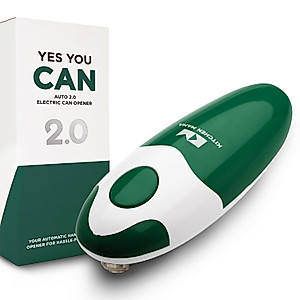 Kitchen Mama Auto 2.0 Electric Can Opener: Refined Blade Opens Almost Any Cans - Automatic, Hands Free, Smooth Edge, Food-Safe, Battery Operated, YES YOU CAN (Alpine Green)