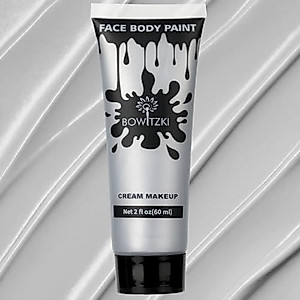 Bowitzki Face and Body Paint 2oz Cream Makeup 60ml Water Based Face Painting Special Effects For Adults Children Kids Halloween Christmas Party Stage Cosplay (Silver)