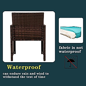 FAYEAN Patio Furniture Set 4 Pieces Outdoor Wicker Rattan Chairs Patio Sofa for Garden Porch Backyard Lawn Pool Green