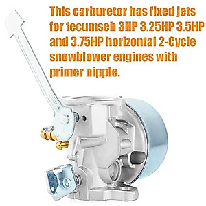 QAZAKY Carburetor Compatible with Tecumseh 632552 632557 632557A 632560 632560A 632641 640086 640086A 640092 640092A 640098 640098A 640311 HSK600 HSK635 TH098SA 3HP 3.25HP 3.5HP 3.75HP Snowblower Carb