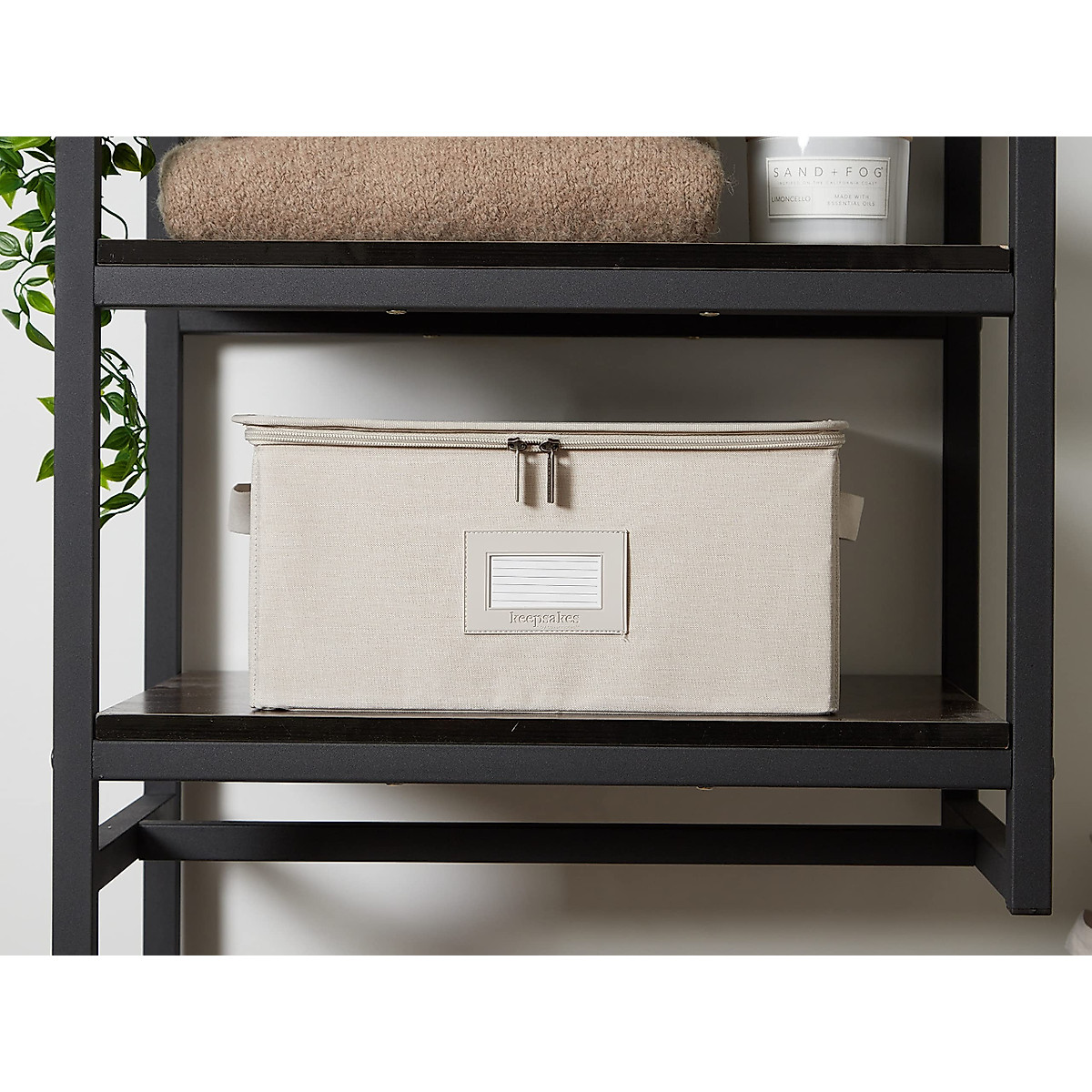 Covermates Keepsakes - Zip-Top Storage Box - Heavy Duty Polyester- Reinforced Handles - Stackable Design - Indoor Storage-Beige Heather