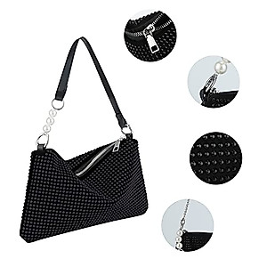 Evevictor Bling Clutch Purse, Crossbody Handbag, Rhinestone Money Handbag for Women, Black