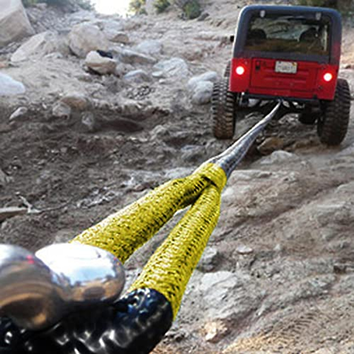 Bubba Rope LIL' BUBBA Model 176650YWG Off-Road Power Stretch Kinetic Kit 1/2" x 20' ft. Recovery Rope With Breaking Strength of 7400 Lb. In Yellow / Black Color, Accessory Ideal for Recovery and Towing Stuck Vehicles