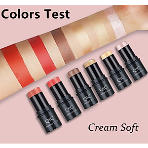 Go Ho 3PCS Cool-tone Contour Highlight Blush Stick Set,Cream Contour Stick Kit,Long-Wearing,Natural-Looking Contouring Face Foundation Makeup -Shimmer Highlighter,Blush&Bronzer Shading Contour